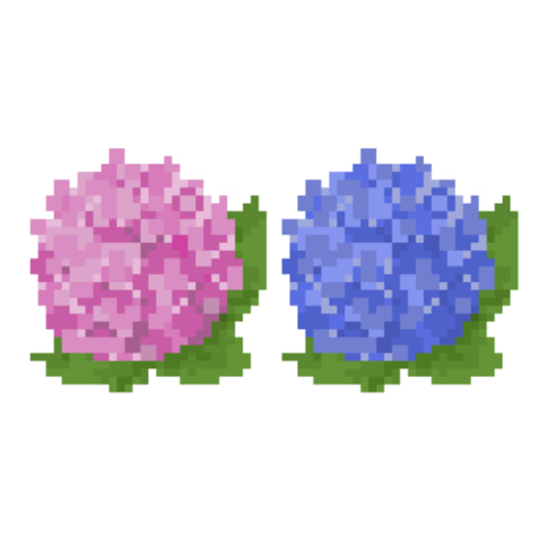 アジサイ紫陽花のドット絵イラスト フリー素材 シンプルなフリー素材 そざいのえん