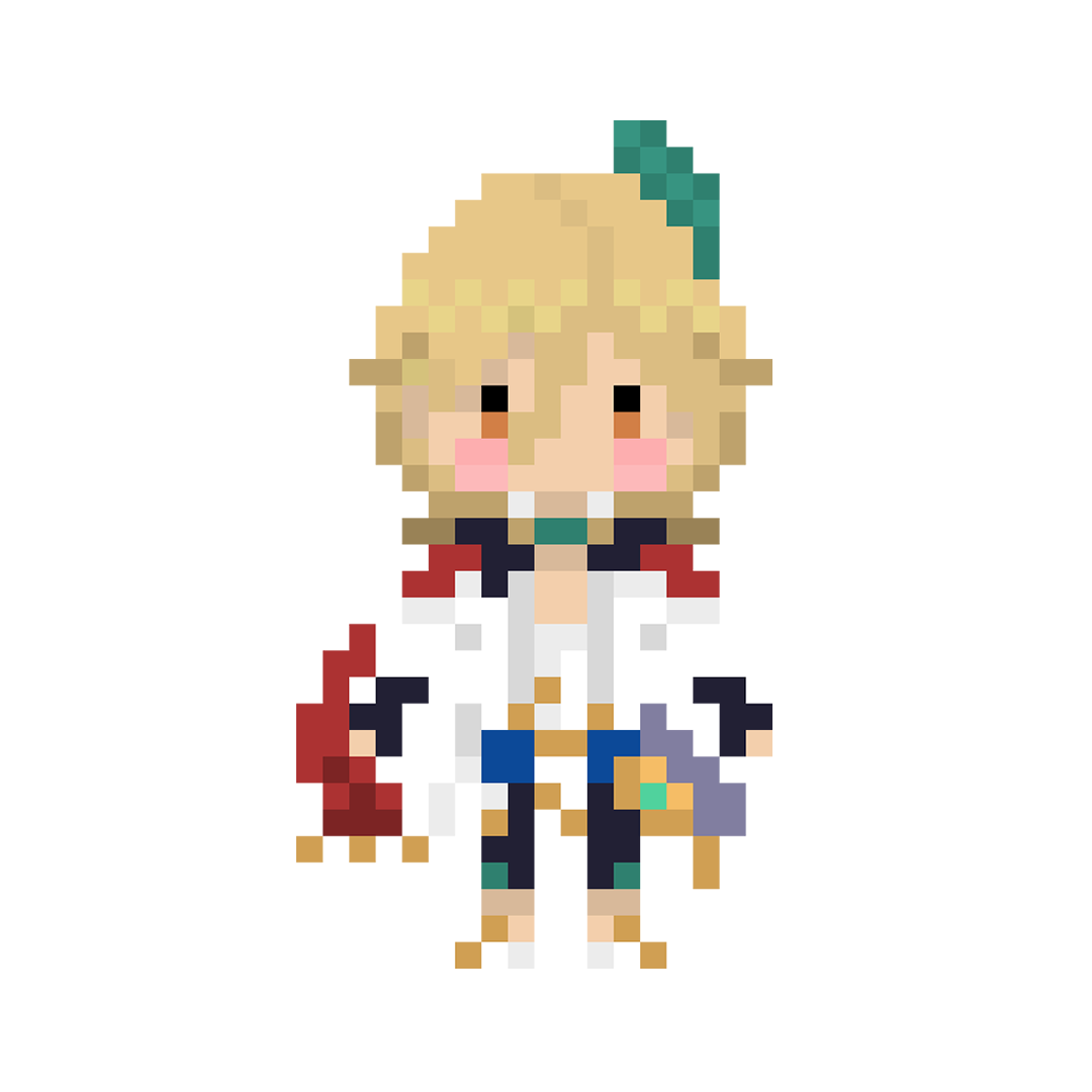 原神「カーヴェ」ドット絵イラスト フリー素材 | シンプルなフリー素材 そざいのえん