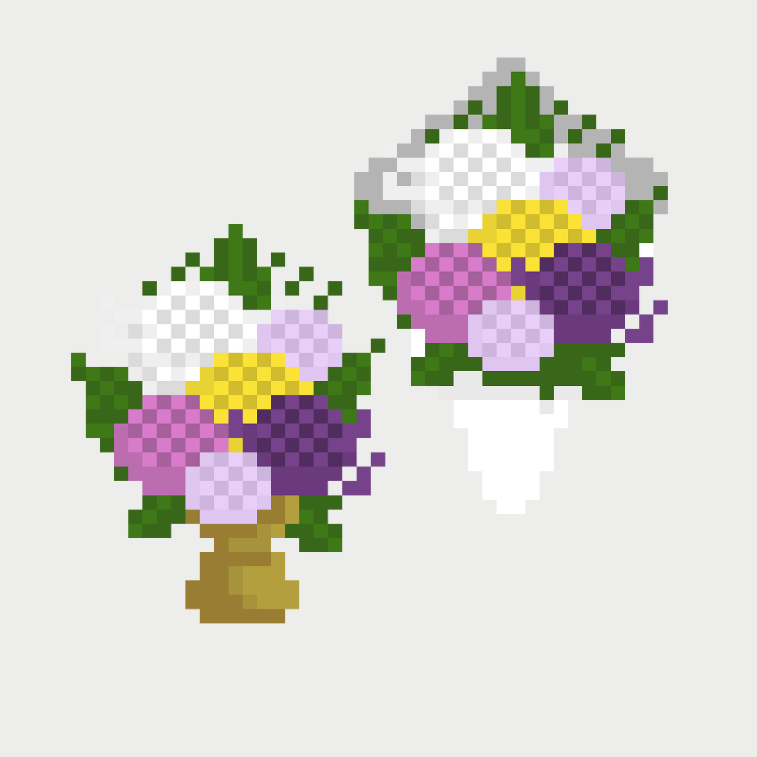 お盆 お供えの花のドット絵イラスト フリー素材 | シンプルなフリー素材 そざいのえん